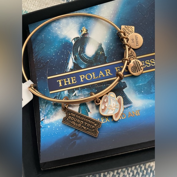 Alex and Ani | Jewelry | Nwt Alex And Ani Charm Bangle In Polar Express Train Ticket Duo ...